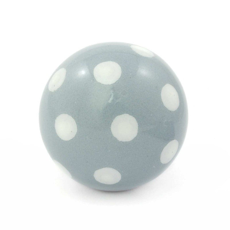 Pomello in Ceramica Tondo Azzurro a Pois – Decochic